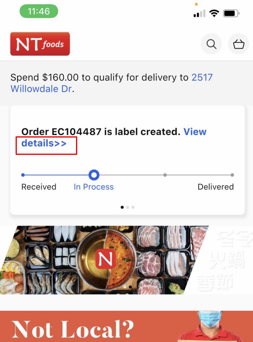 Order Status – NT Foods
