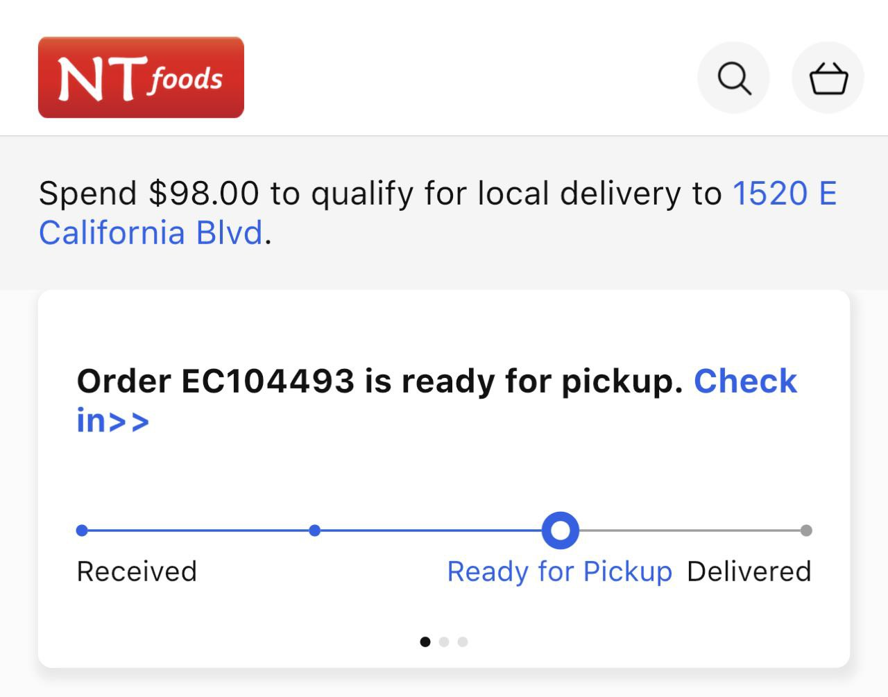 Order Status – NT Foods
